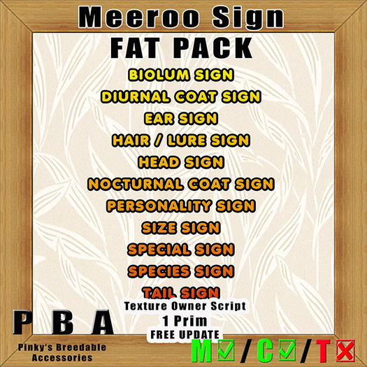 Second Life Marketplace - Meeroo Sign FAT PACK